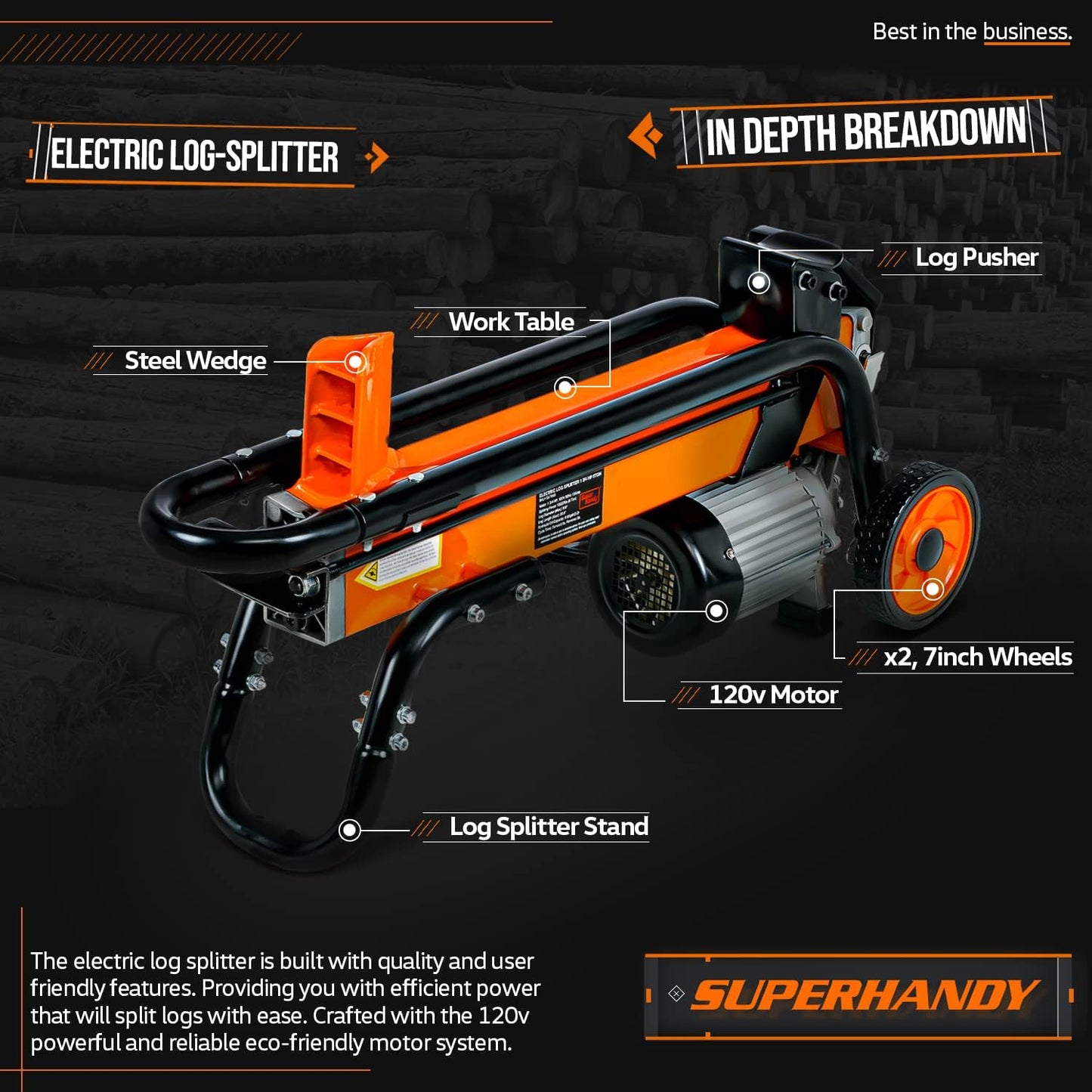 SuperHandy 6 Ton Electric Log Splitter (GUT065) – Wood Splitters Direct