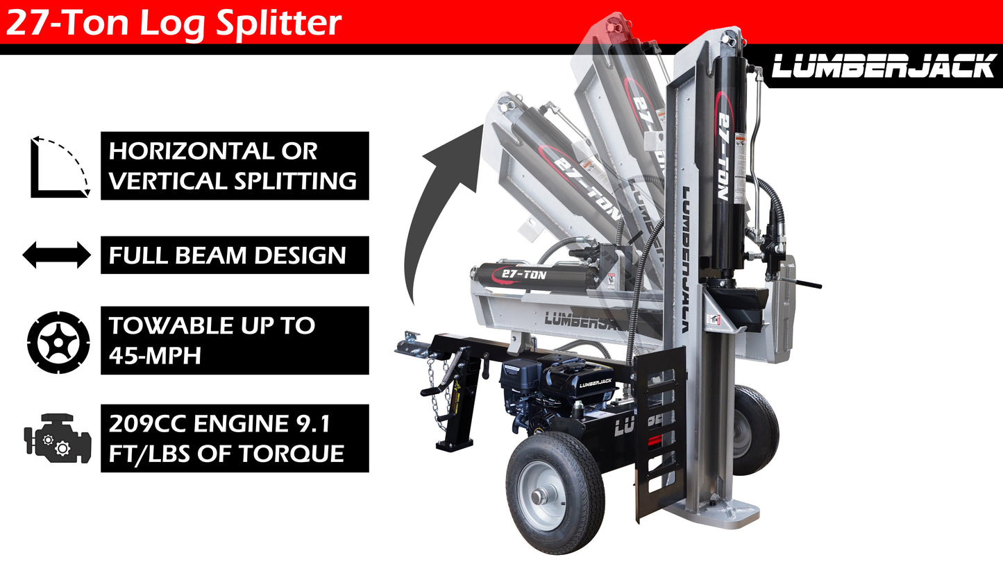 Lumber Jack 27-Ton Gas Log Splitter 208cc OHV Engine (YTL-171-190 ...